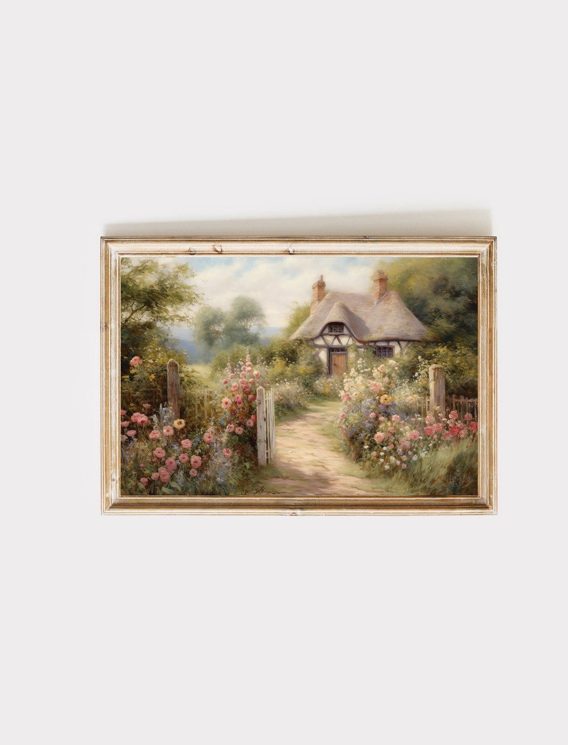 Cottagecore Art Print Of An English Cottage And Garden, Vintage Decor ...