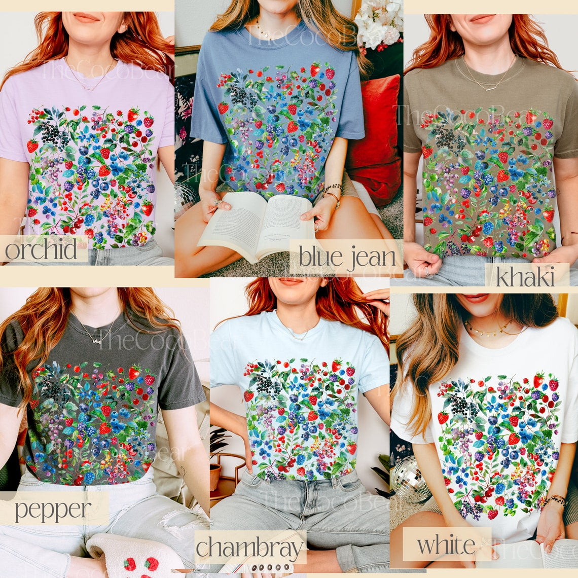 Cottagecore Berry T-shirt Comfort Colors, Strawberry Shirt, Summer ...