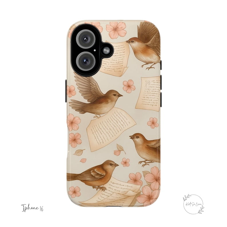 Cottagecore Bird and Floral Phone Case for iPhone 11 12 13 14 15 16 Pro ...
