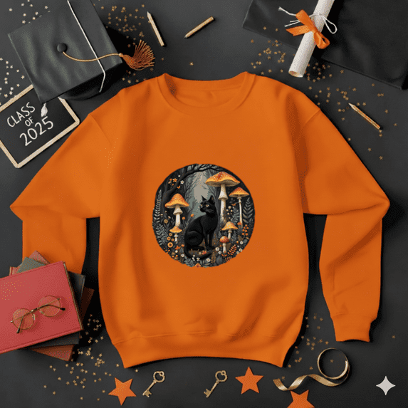 Cottagecore Black Cat Mushroom Enchanted Forest Goblincore Mystical Art ...