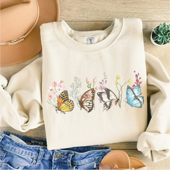 Cottagecore Butterfly and Moth Shirt, Pressed Flowers Shirt, Boho ...