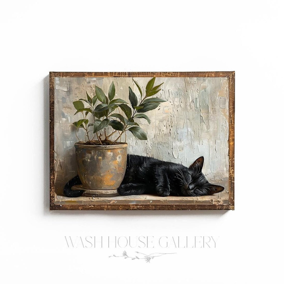 Cottagecore Cat Black Cat Print Sleeping Cat Art Cottagecore Wall Art ...