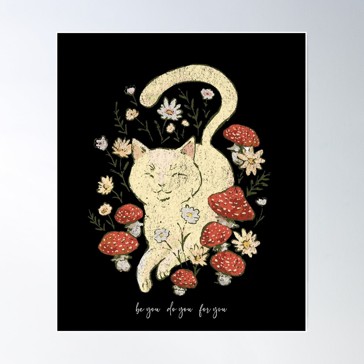 Cottagecore Cat Positive Poster Wall Art, Modern Wall Decor For Living ...