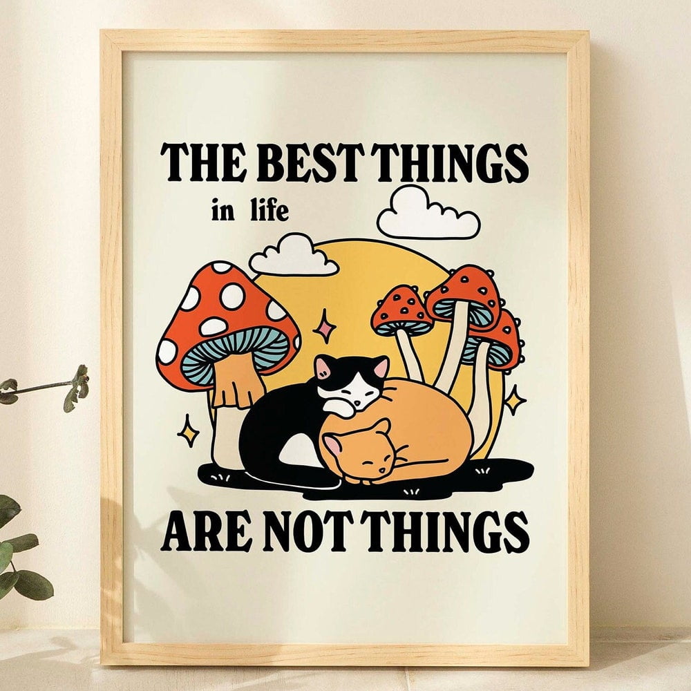Cottagecore Cat Print, The Best Things Who.Lesome Quote Poster, Retro ...