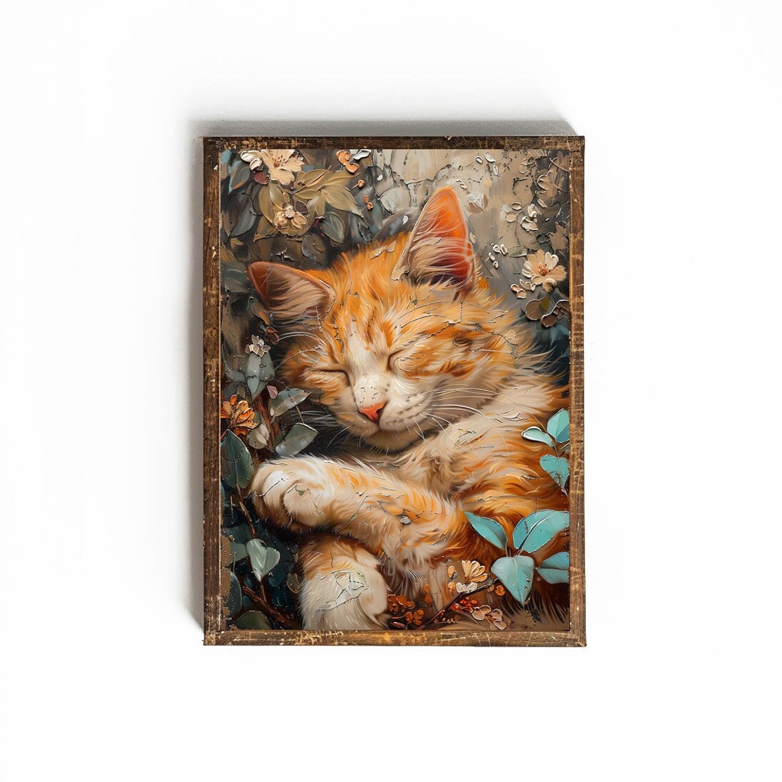 Cottagecore Cat Wall Art Sleeping Cat Print Yellow Tabby Cat Art Blonde ...