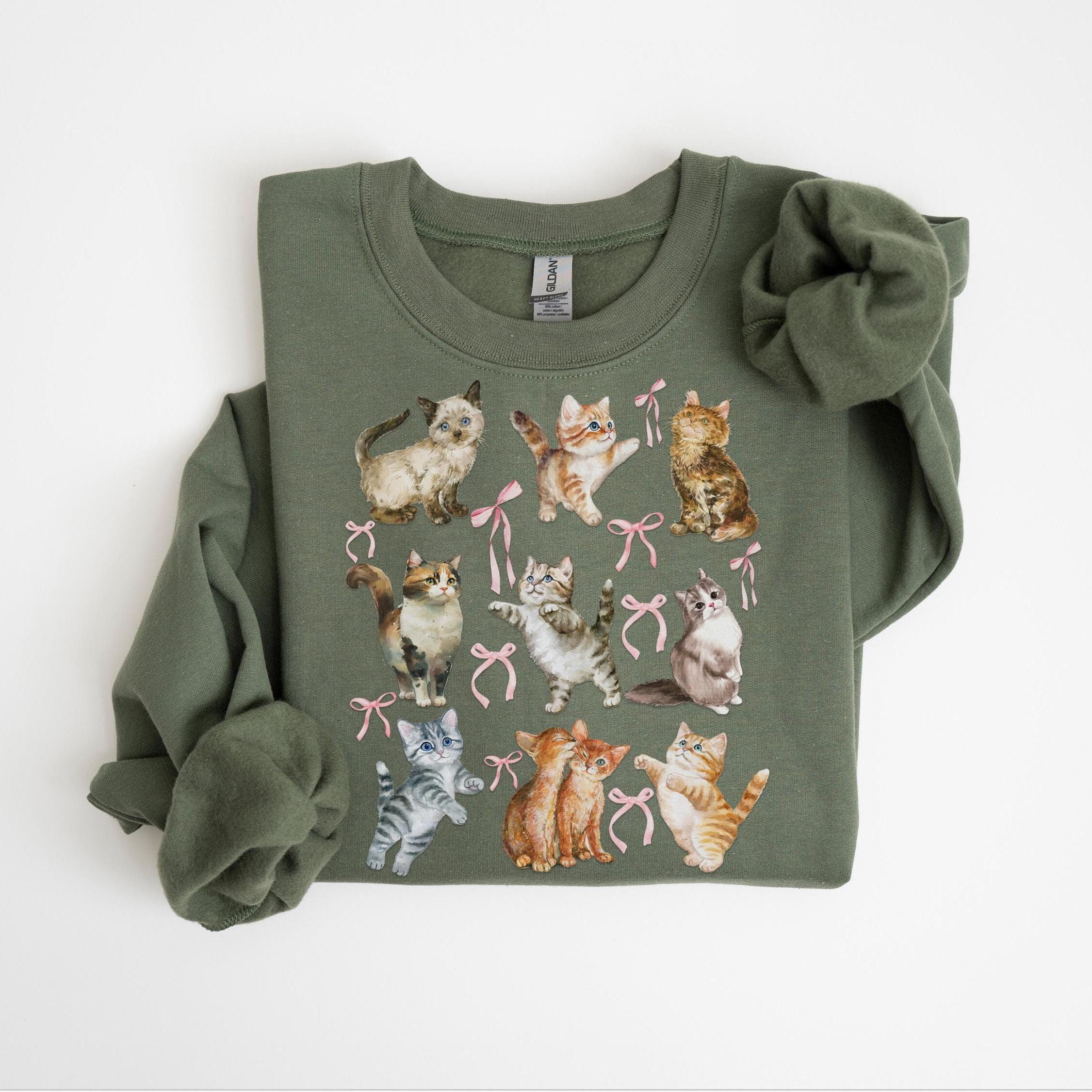 Cottagecore Cats Shirt, Cat T-Shirt, Bow Shirt, Kitten Shirt, Cat Lover ...