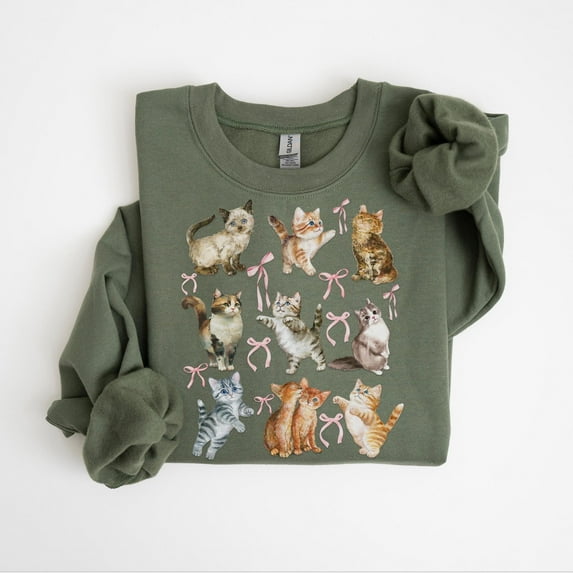 Cottagecore Cats Shirt, Cat T-Shirt, Bow Shirt, Kitten Shirt, Cat Lover ...