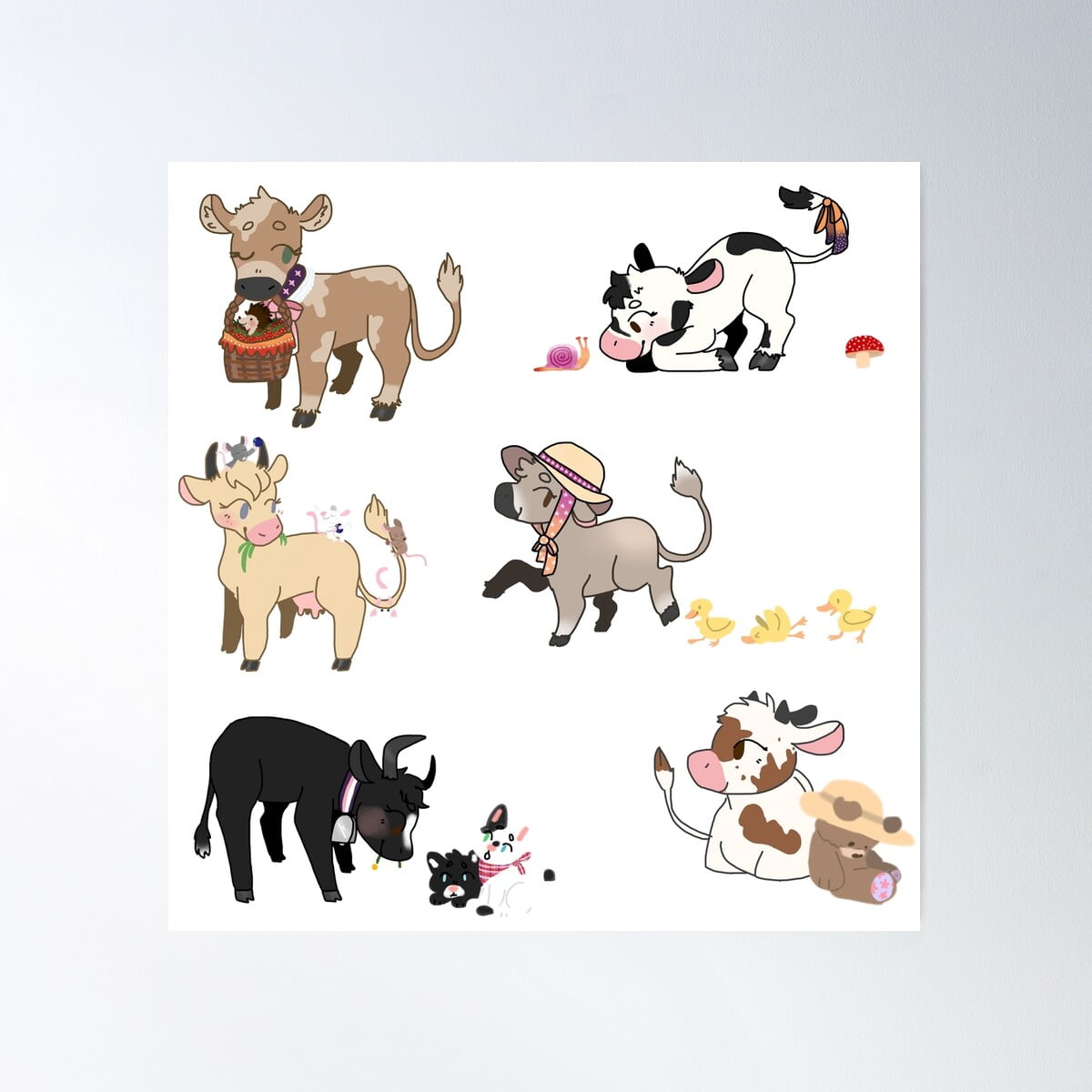 Cottagecore Cows Poster Wall Art, Modern Wall Decor For Living Room ...