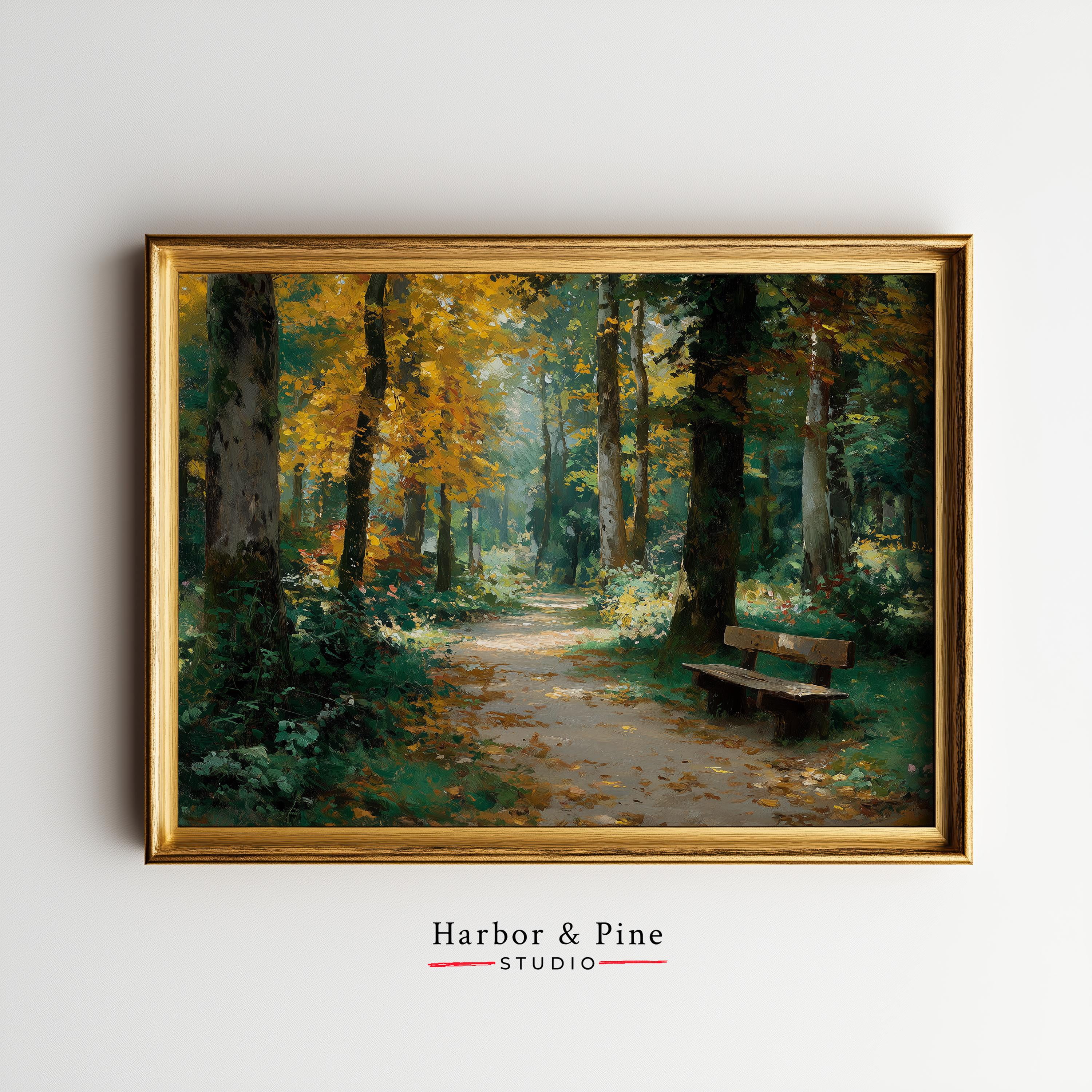 Cottagecore Cozy Forest Path - Autumn Landscape Art, Rustic Wall Decor ...