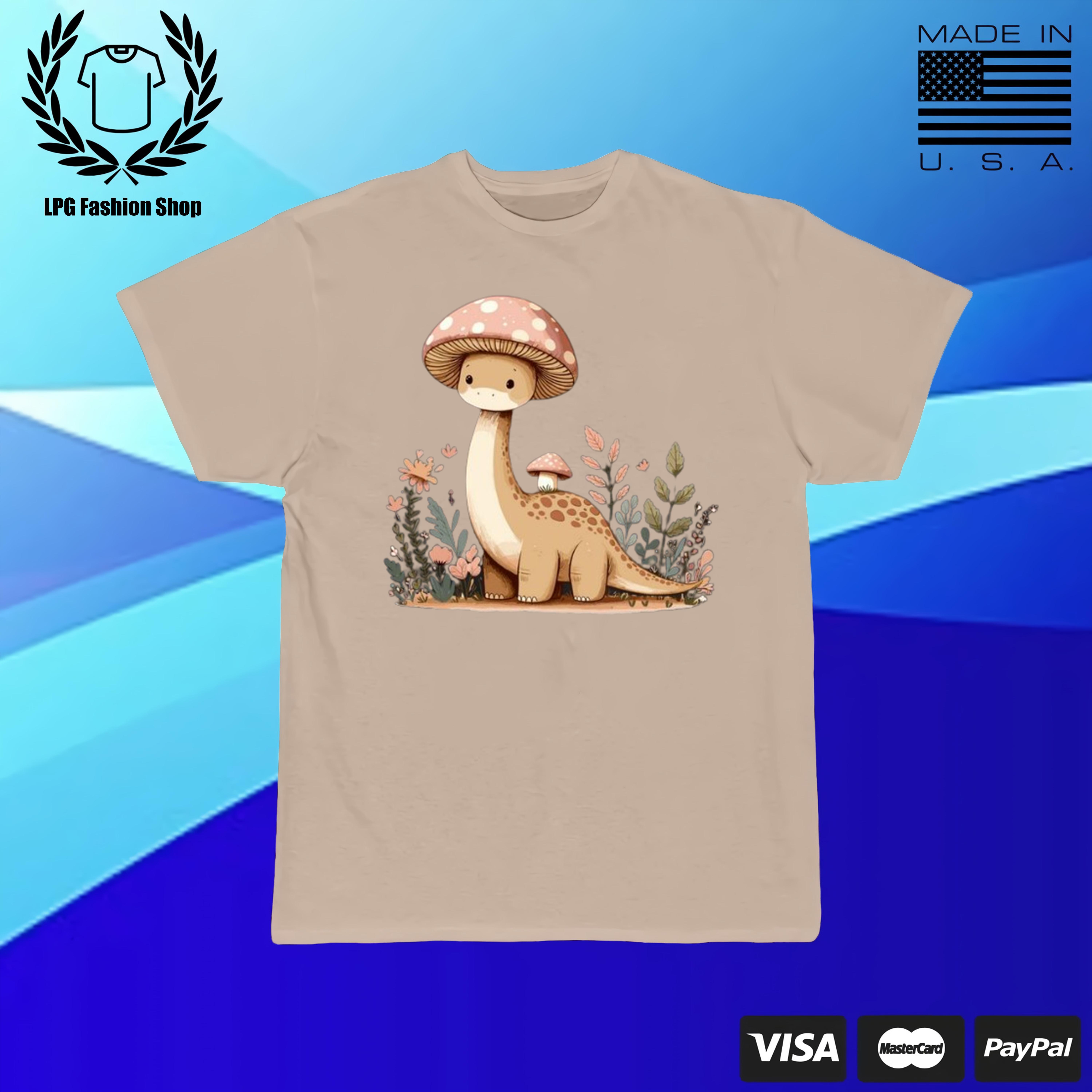 Cottagecore Dinosaur Mushroom Aesthetic Cute Brachiosaurus T-Shirt ...