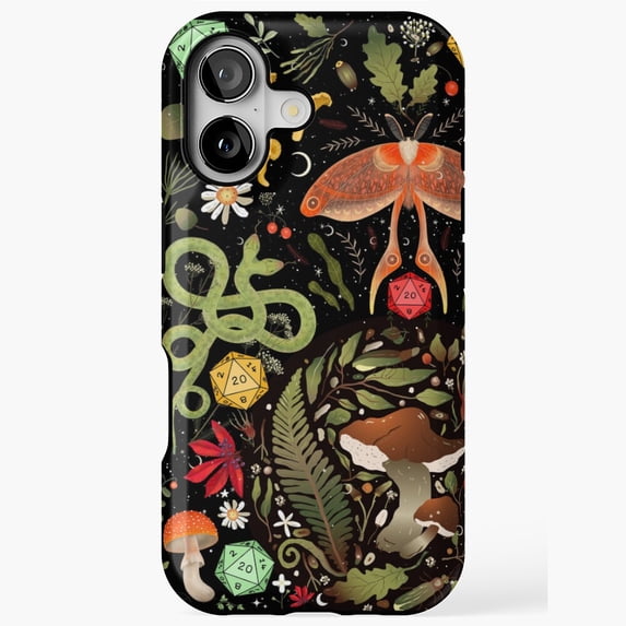 Cottagecore Druid Dice Moth Mushroom Whimsical Fantasy Botanical Case ...