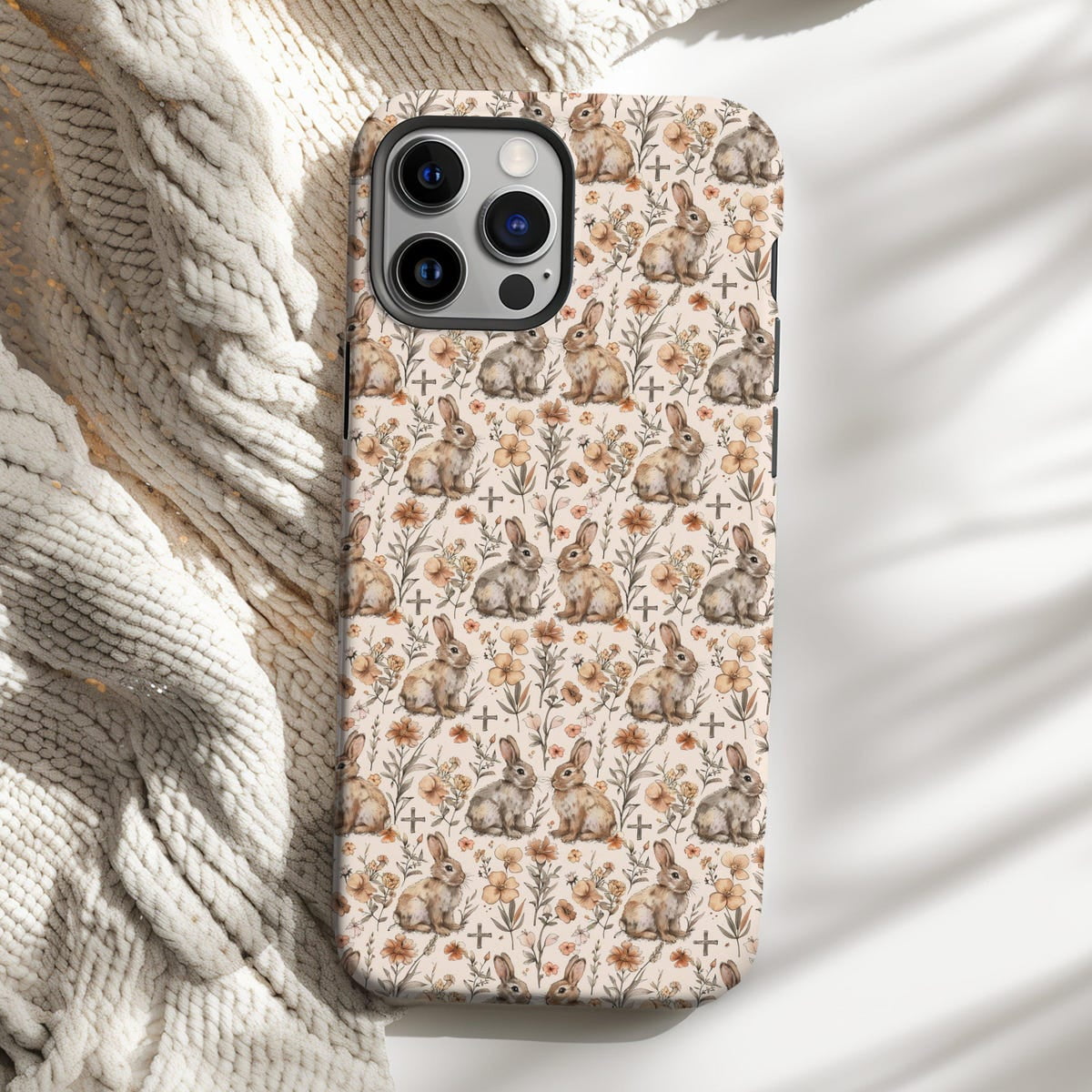 Cottagecore Easter Bunny Spring Floral Phone Case with iPhone 17 to 11 ...