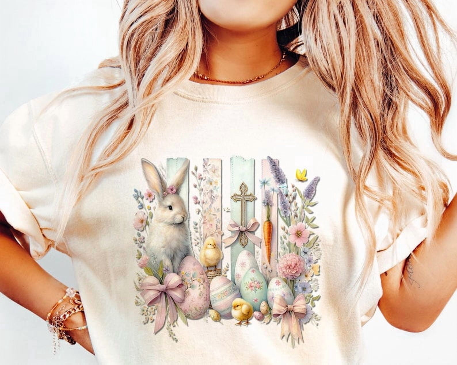 Cottagecore Easter Collage Tshirt Design, Easter Bunny Png, Sublimation ...