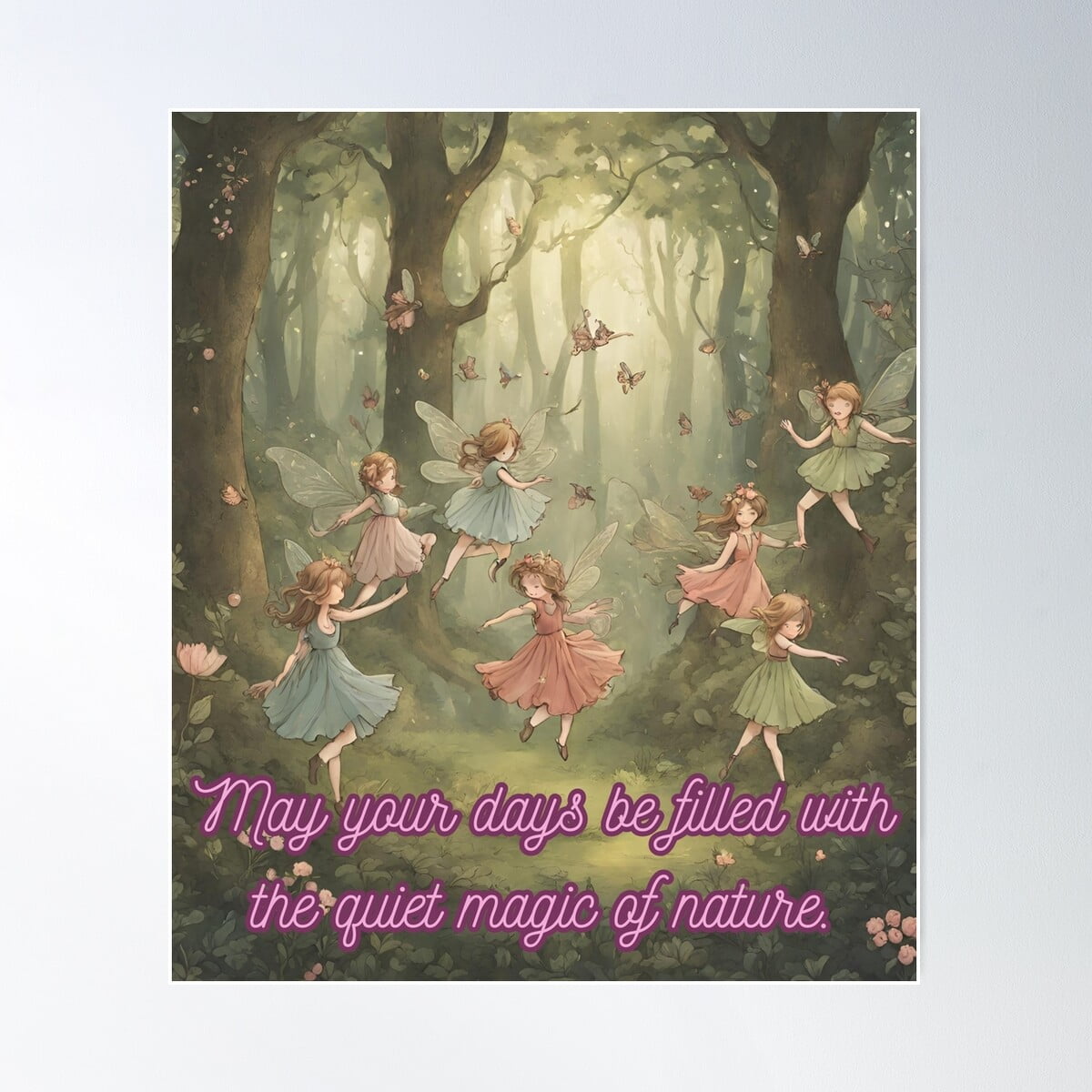 Cottagecore - Fairies Dancing Magic Affirmation 4 Poster Wall Art ...