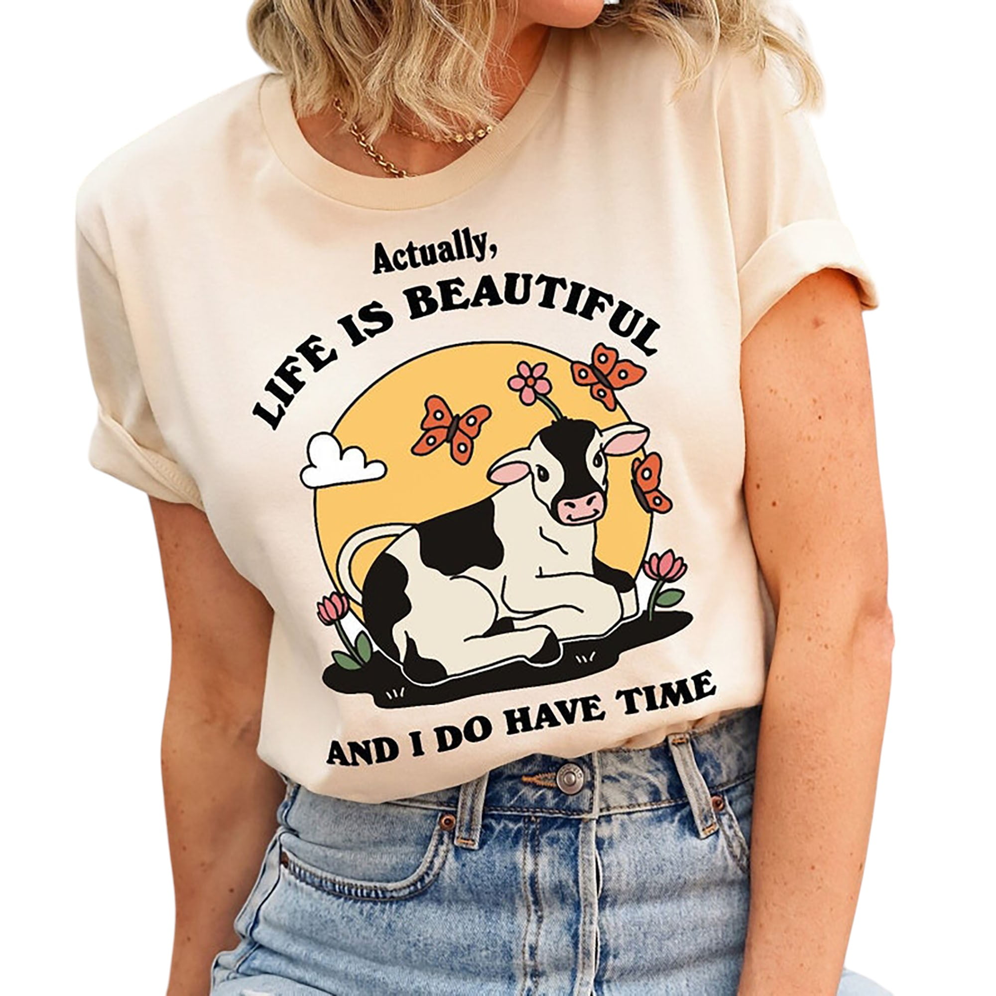 Cottagecore Farm Life Is Beautiful Quote Retro Unisex Classic 2D T ...