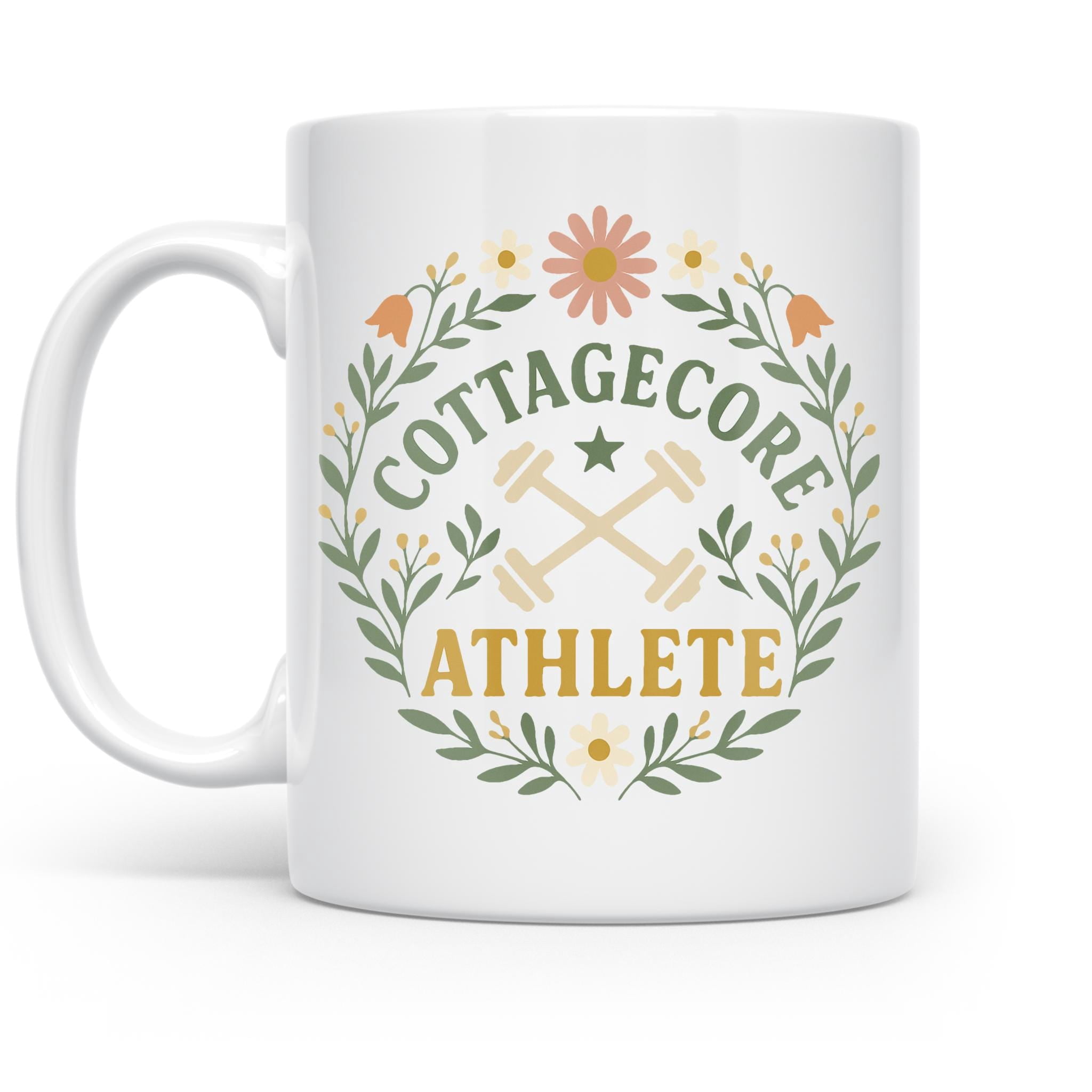 Cottagecore Fitness 11 oz Coffee Mug - Floral Design for Aesthetic Gym ...