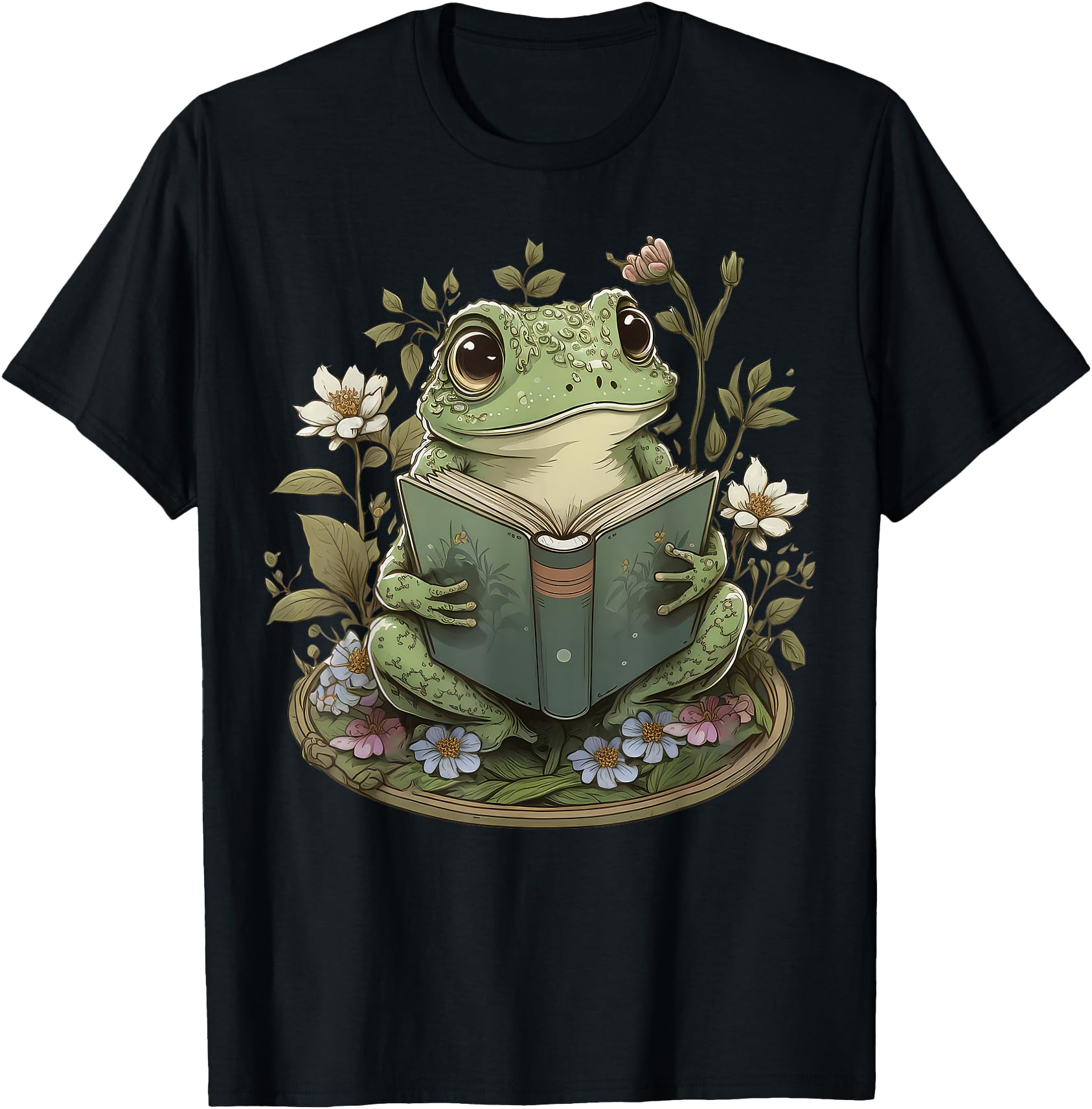 Cottagecore Floral Frog Aesthetic Girls Women Cute Graphic T-Shirt,Dark ...