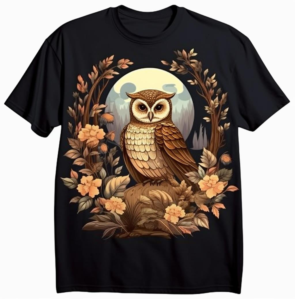 Cottagecore Floral Owl T-Shirt Men's Vintage Nature Lover Tee - Walmart.com