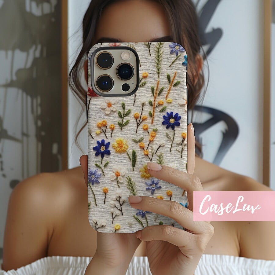 Cottagecore Floral Wildflower Faux Embroidery Phone Case with iPhone 11 ...