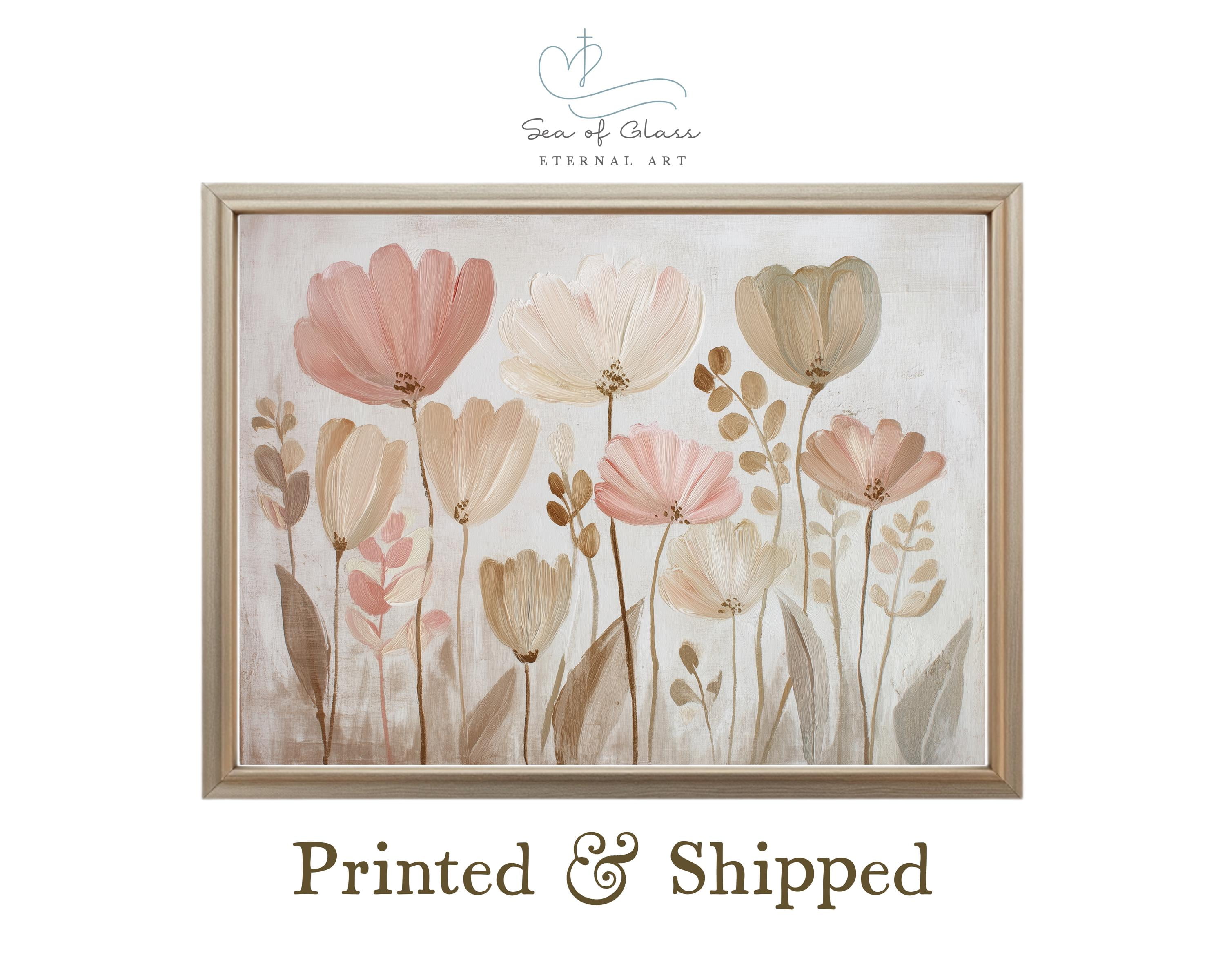 Cottagecore Flowers Nursery Wall Art Poster: Blush Neutral Floral Print ...