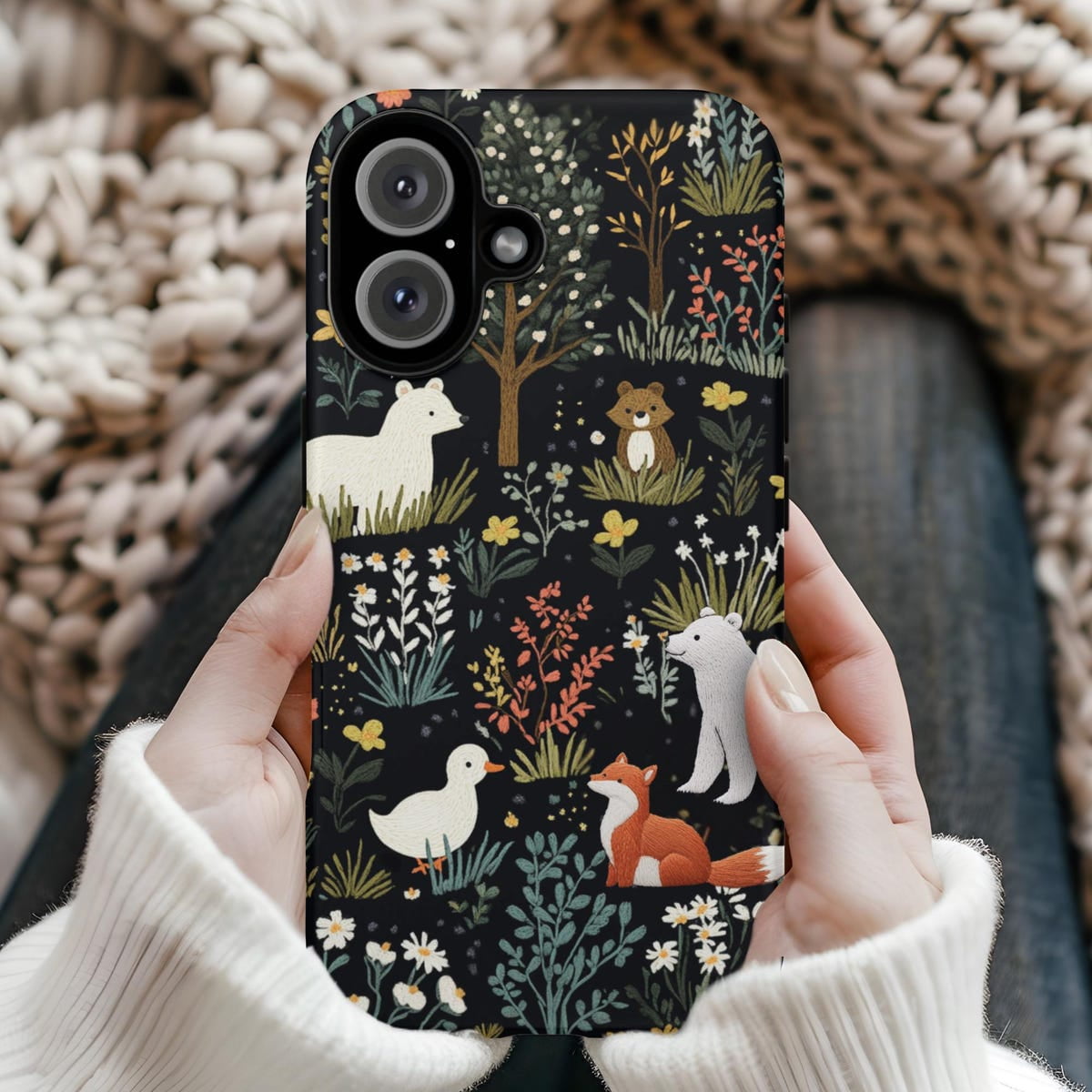 Cottagecore Forest Animal Bear Fox Duck Phone Case with iPhone 17 to 11 ...