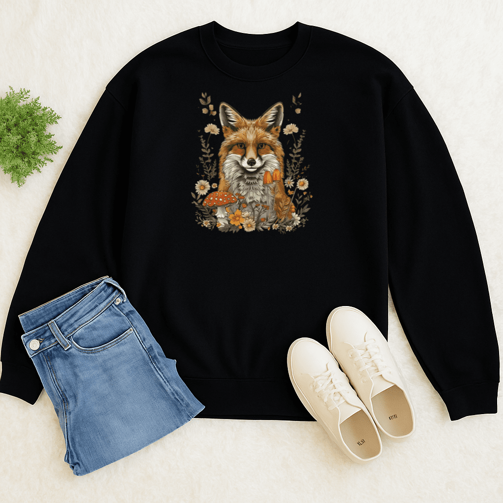 Cottagecore Fox Wildflower Retro Nature Inspired Cozy Graphic Print ...