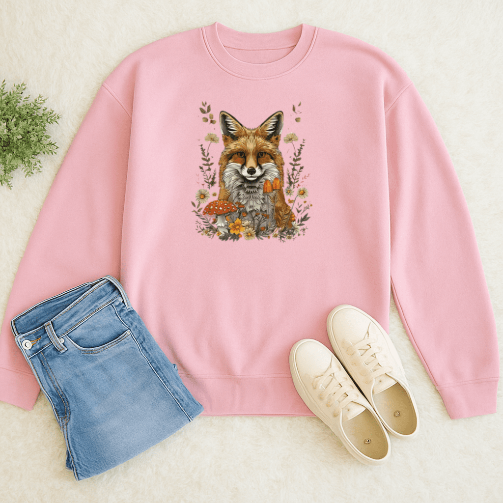 Cottagecore Fox Wildflower Retro Nature Inspired Cozy Graphic Print ...