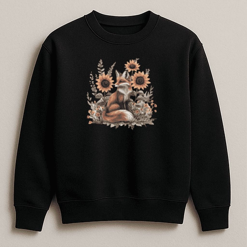 Cottagecore Fox and Sunflowers Retro Nature Inspired Graphic Cozy ...