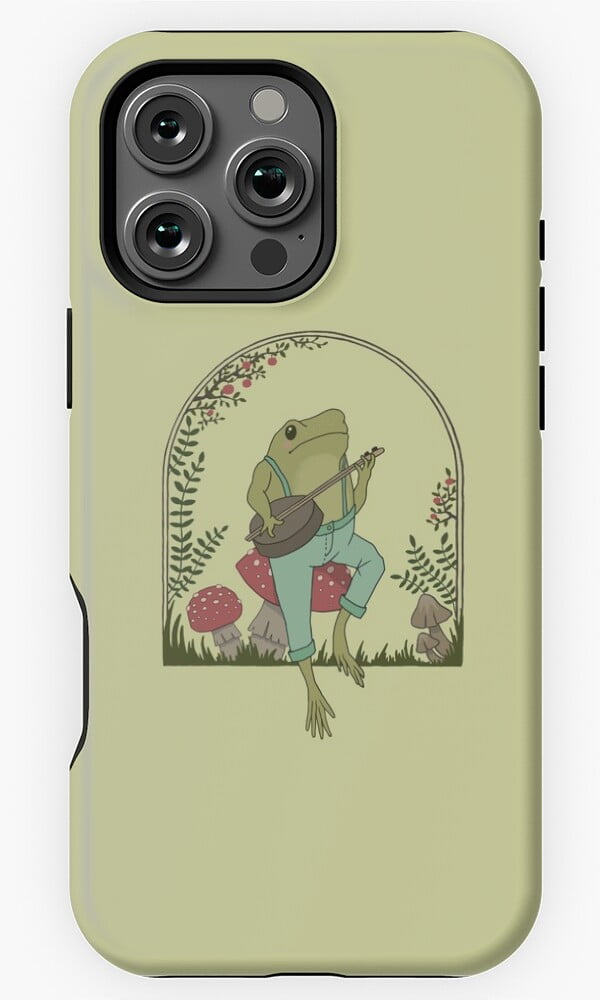 Cottagecore Frog Banjo Mushroom Phone Case for iPhone 16 15 14 13 12 11 ...