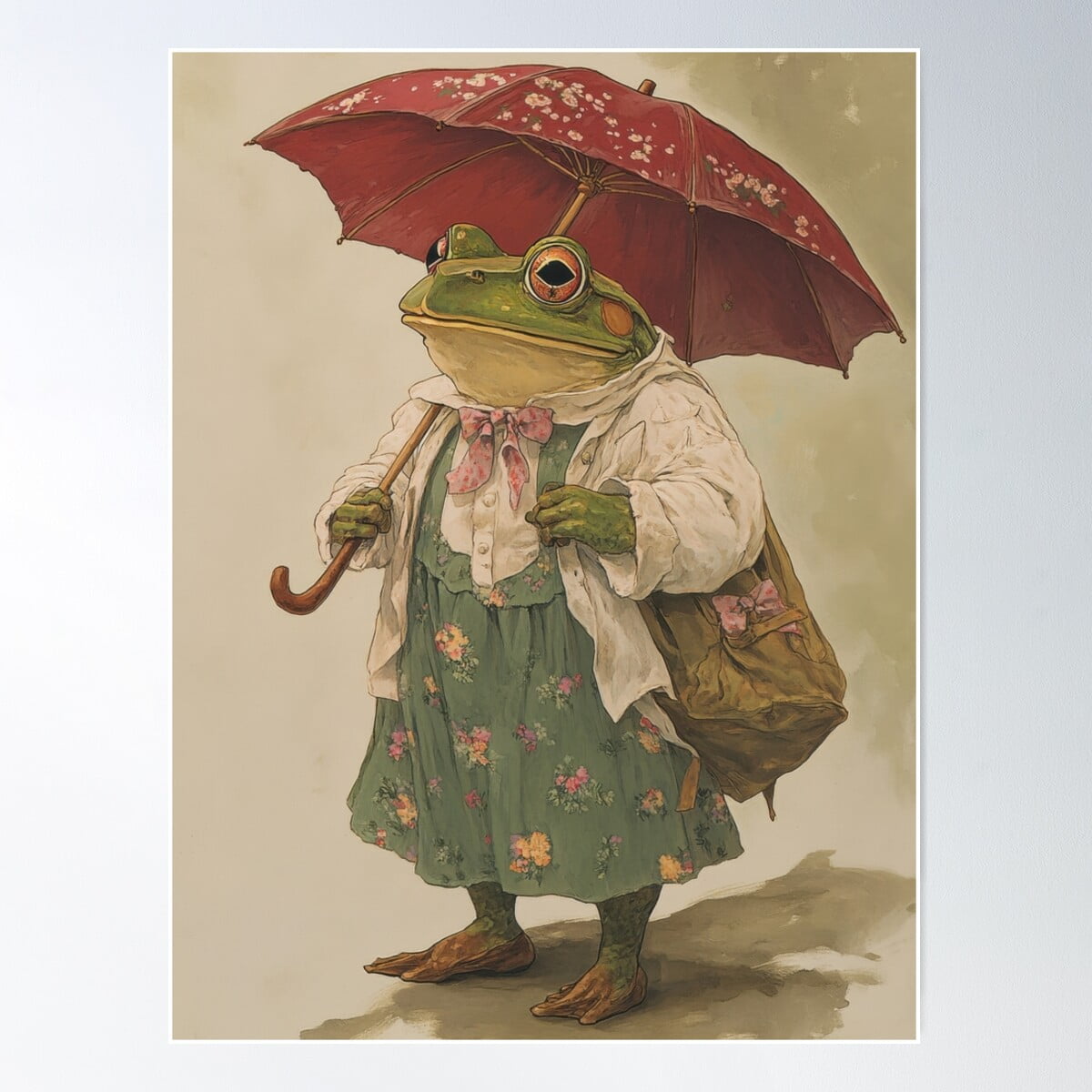 Cottagecore Frog In The Rain Â€“ Whimsical Vintage Woodland Art Poster ...