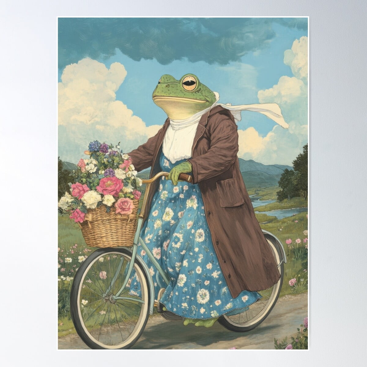 Cottagecore Frog On A Bicycle Â€“ Whimsical Vintage Nature Art Poster ...