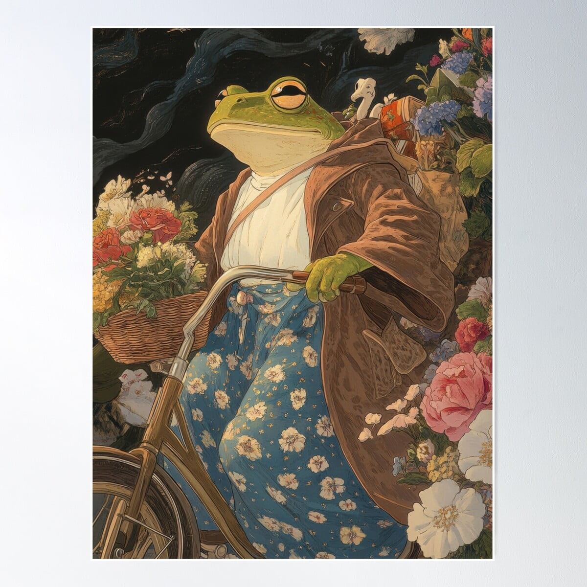 Cottagecore Frog On A Bicycle Â€“ Whimsical Woodland Journey Poster ...