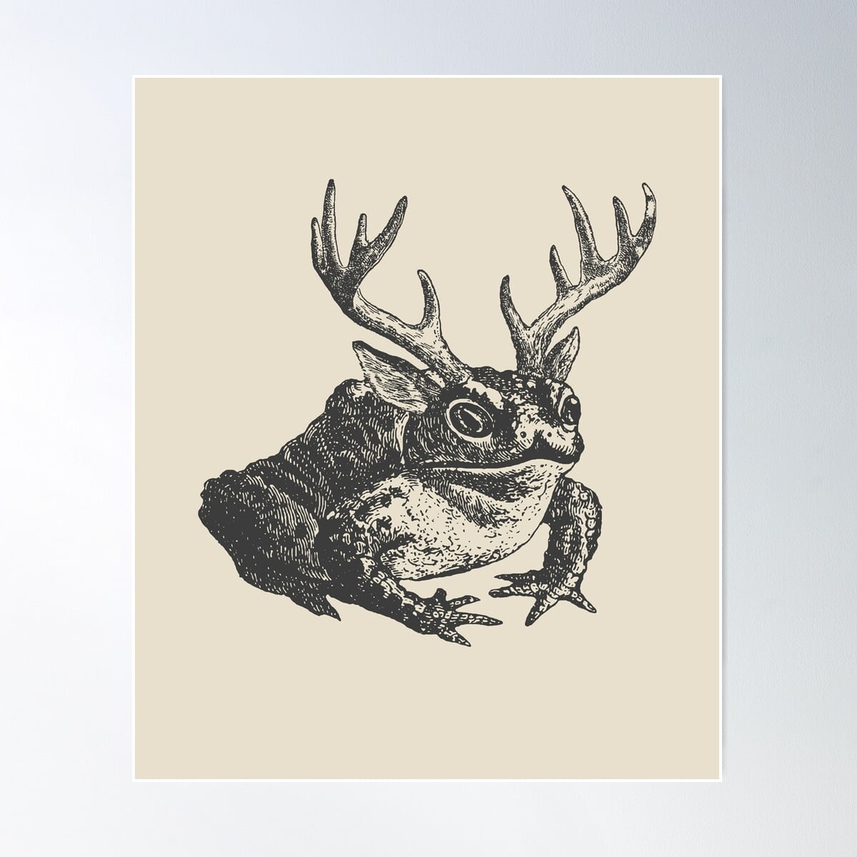 Cottagecore Frog With Antlers: Vintage Fairycore Toad With Horns And ...