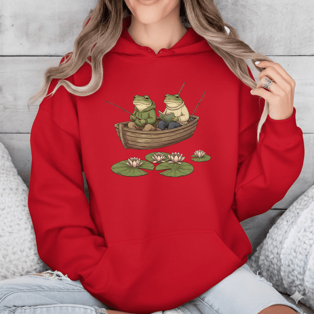Cottagecore Frogs Fishing Reading Cozy Nature Holiday Aesthetic Hoodie Shirt, up to size 5XL ...