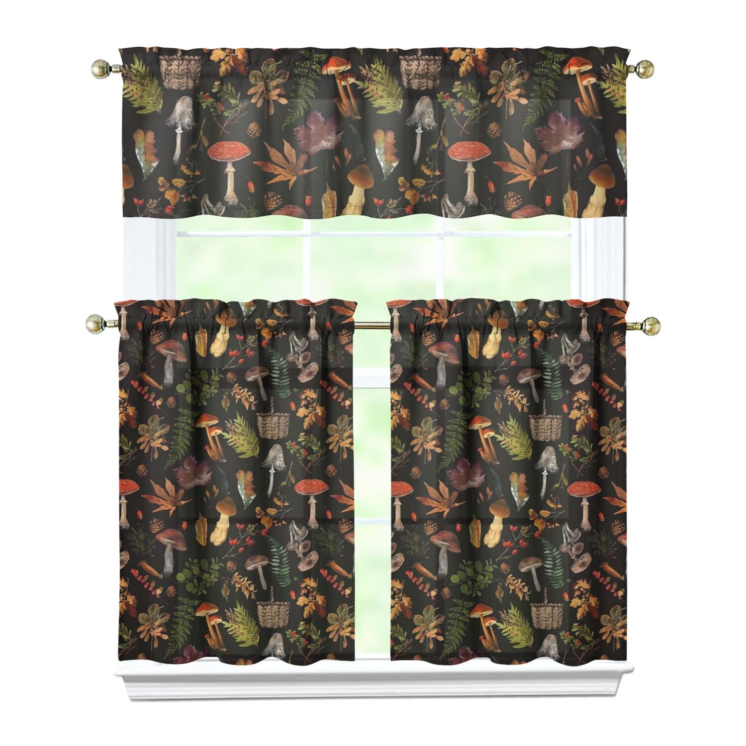 Cottagecore Fungi Kitchen Curtains - Aesthetic Gothic Farmhouse Window ...
