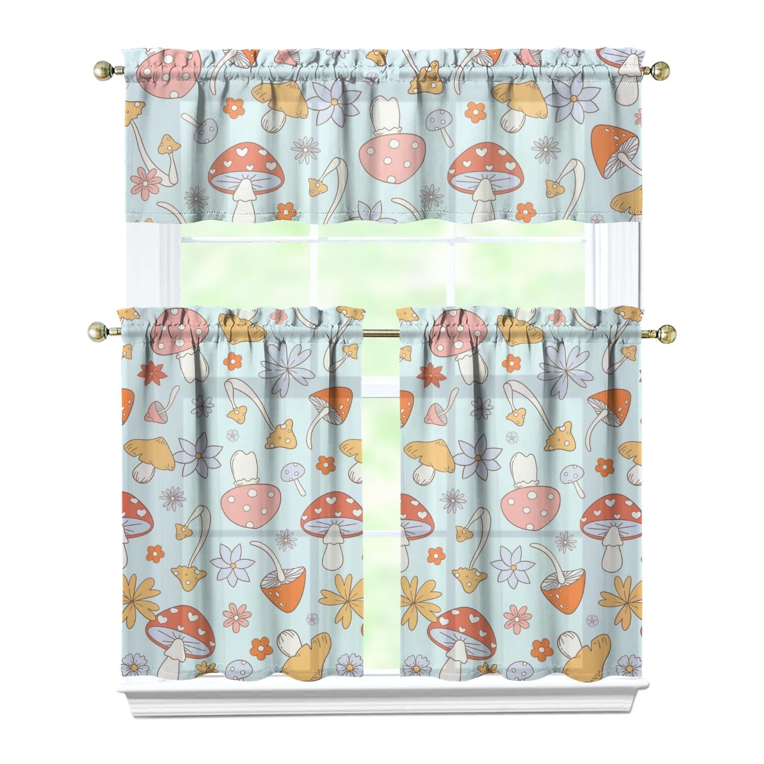Cottagecore Fungi Kitchen Curtains - Aesthetic Gothic Farmhouse Window ...