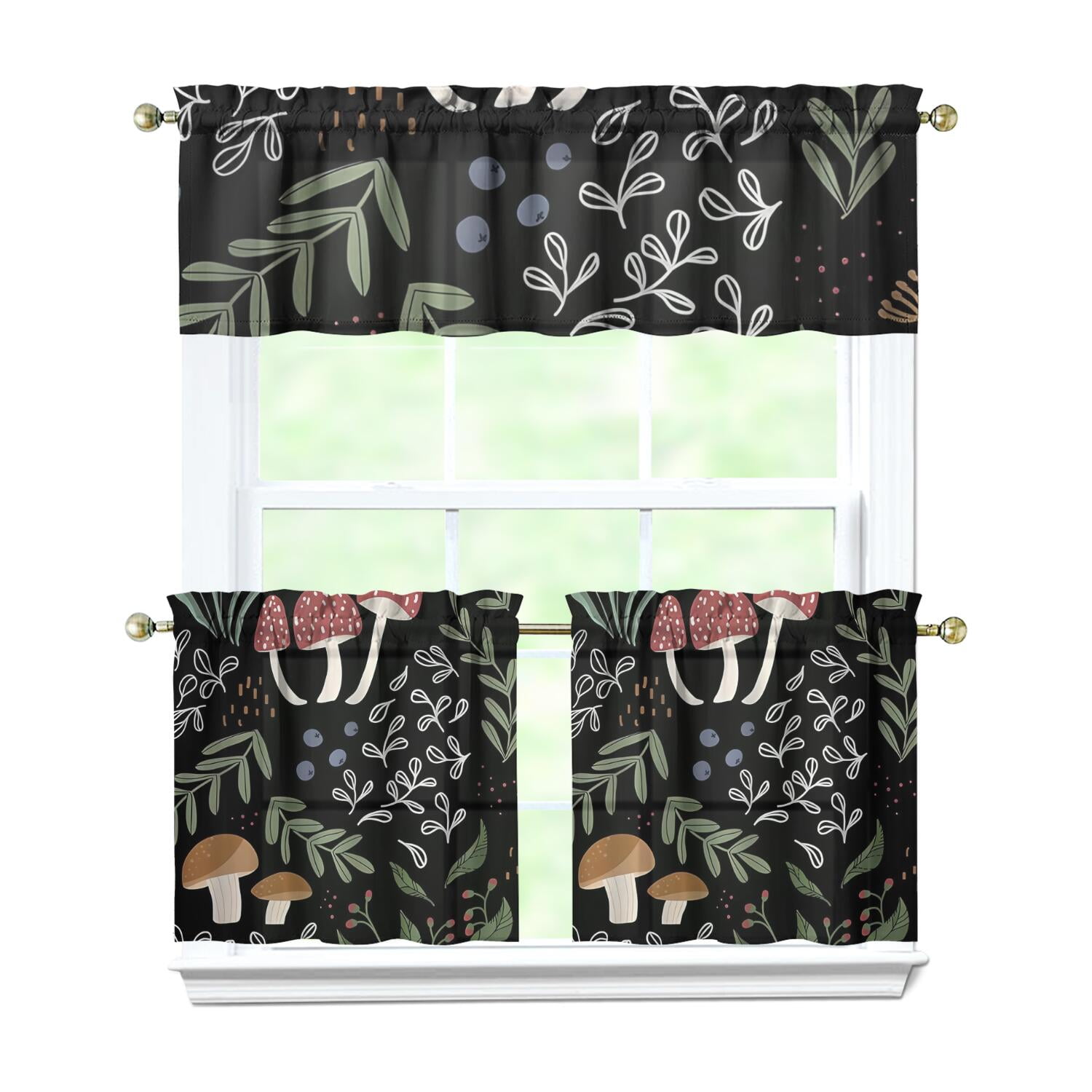 Cottagecore Fungi Kitchen Curtains Set, Aesthetic Fungi Gothic and ...