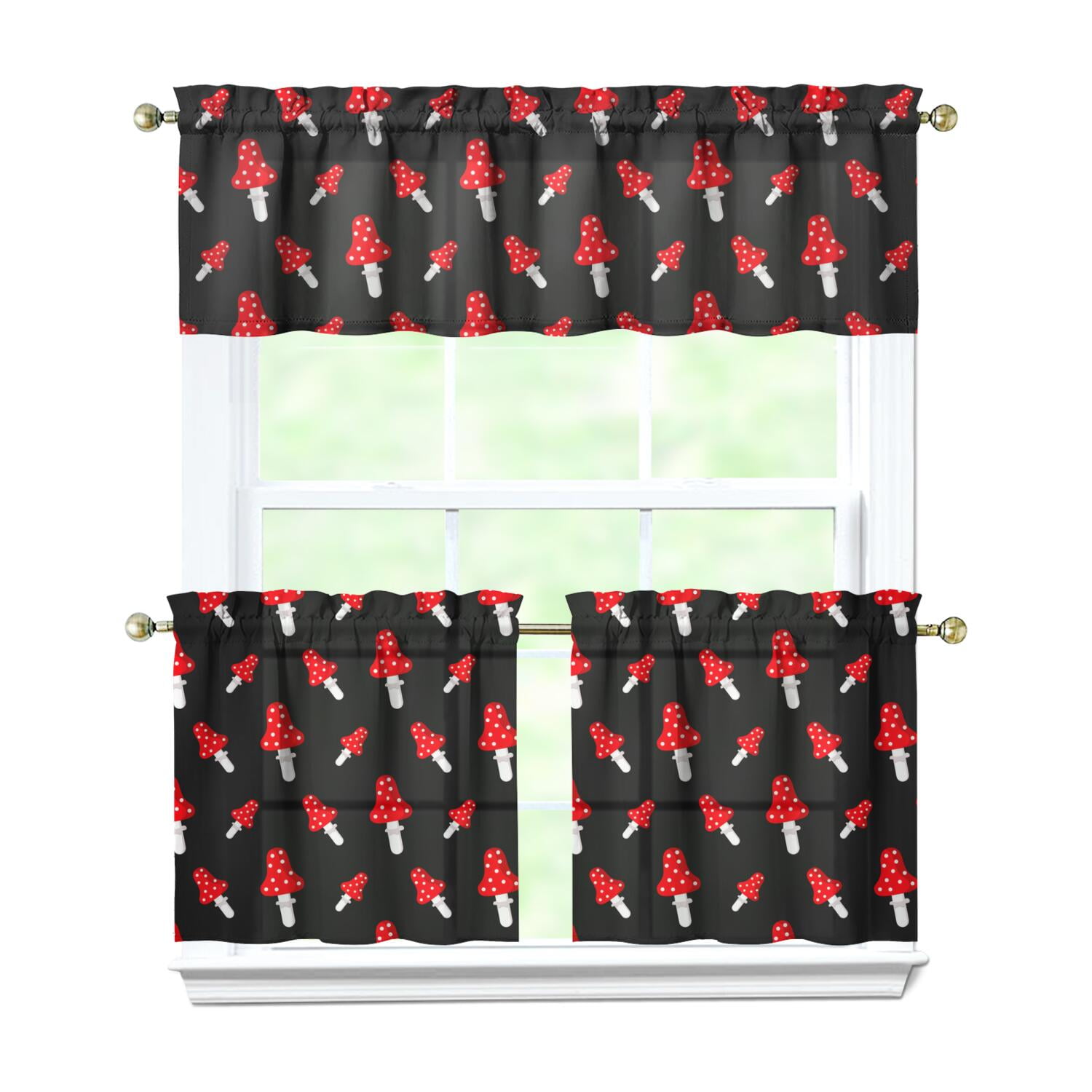 Cottagecore Fungi Kitchen Curtains Set Aesthetic Fungi Gothic and ...
