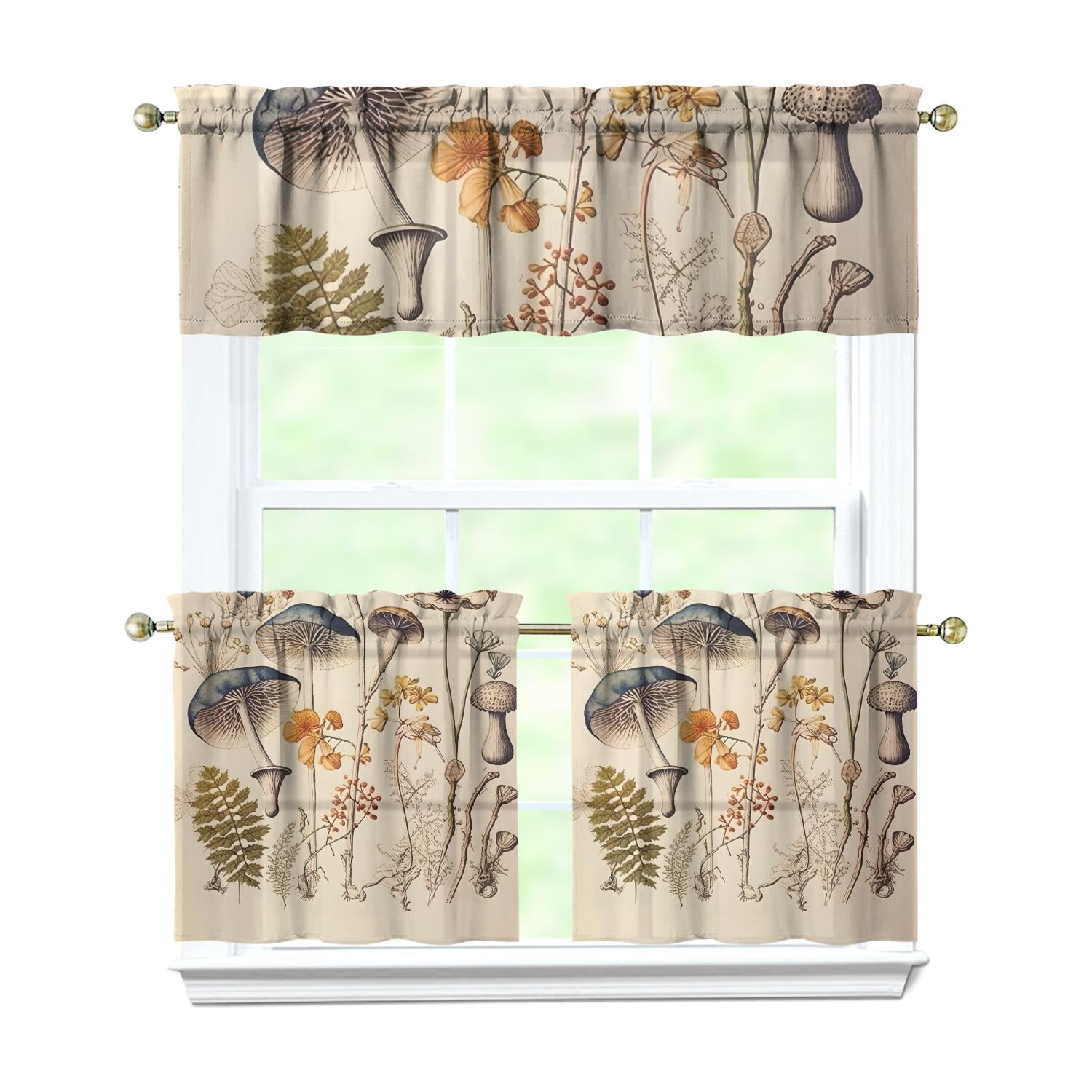 Cottagecore Fungi Kitchen Curtains Set, Aesthetic Fungi Gothic and ...