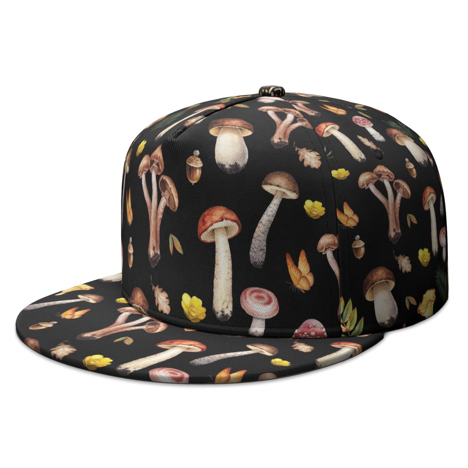 Cottagecore Fungi Snapback Hat - Unisex Flat Brim Cap with Aesthetic ...