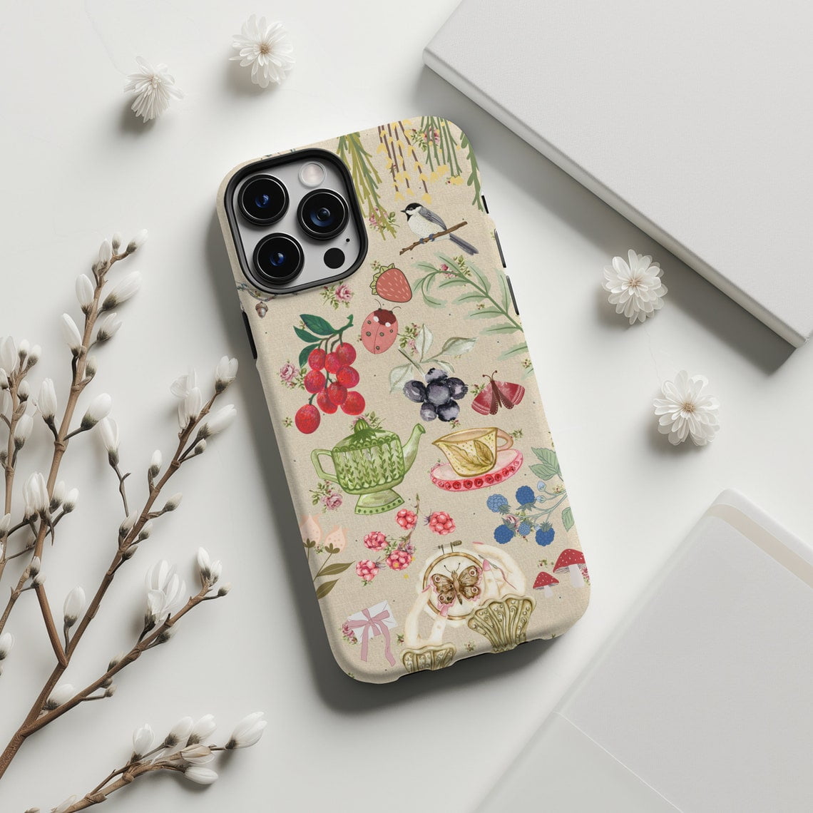 Cottagecore Garden Girl Retro Floral Phone Case 17 16 15 14 13 12 11 ...