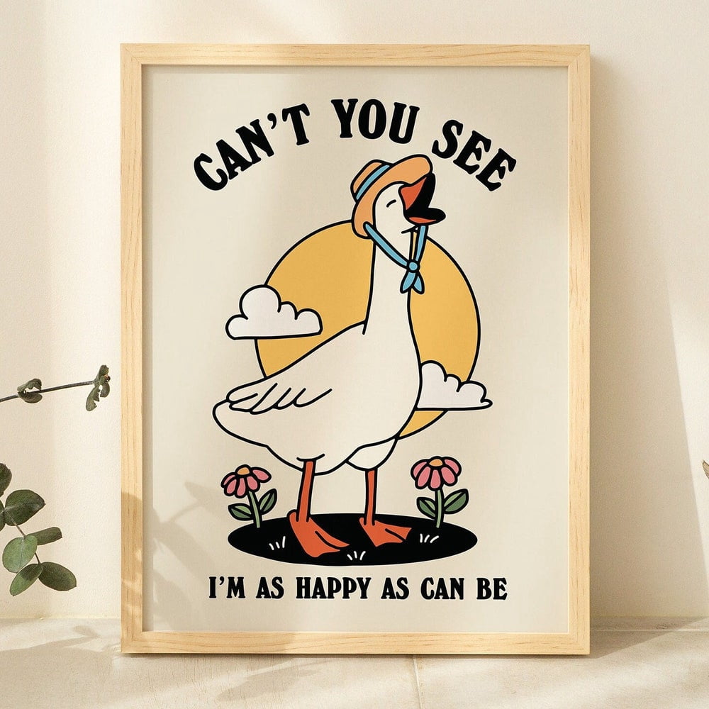 Cottagecore Goose Wall Print, Happy Quote, Cute Kids Classroom Poster ...