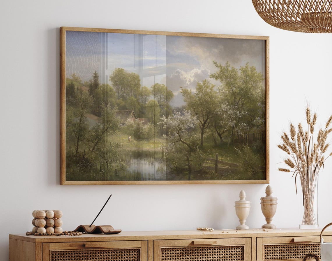 Cottagecore Landscape Poster: Vintage Countryside, Green Wall Art ...