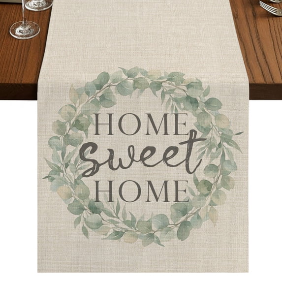 Cottagecore Leaves Burlap Cotton Table Runner 13x120 Inches Long, Sweet ...