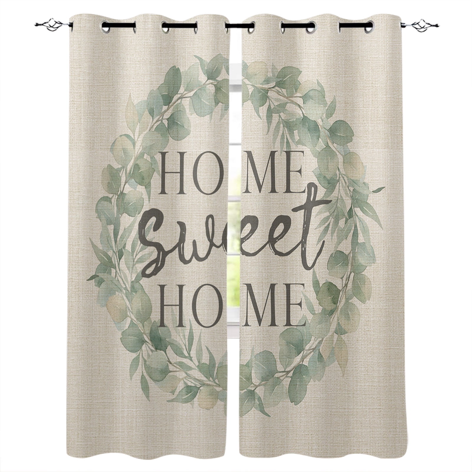 Cottagecore Leaves Kitchen Curtains Sweet Eucalyptus Leaves Vintage ...