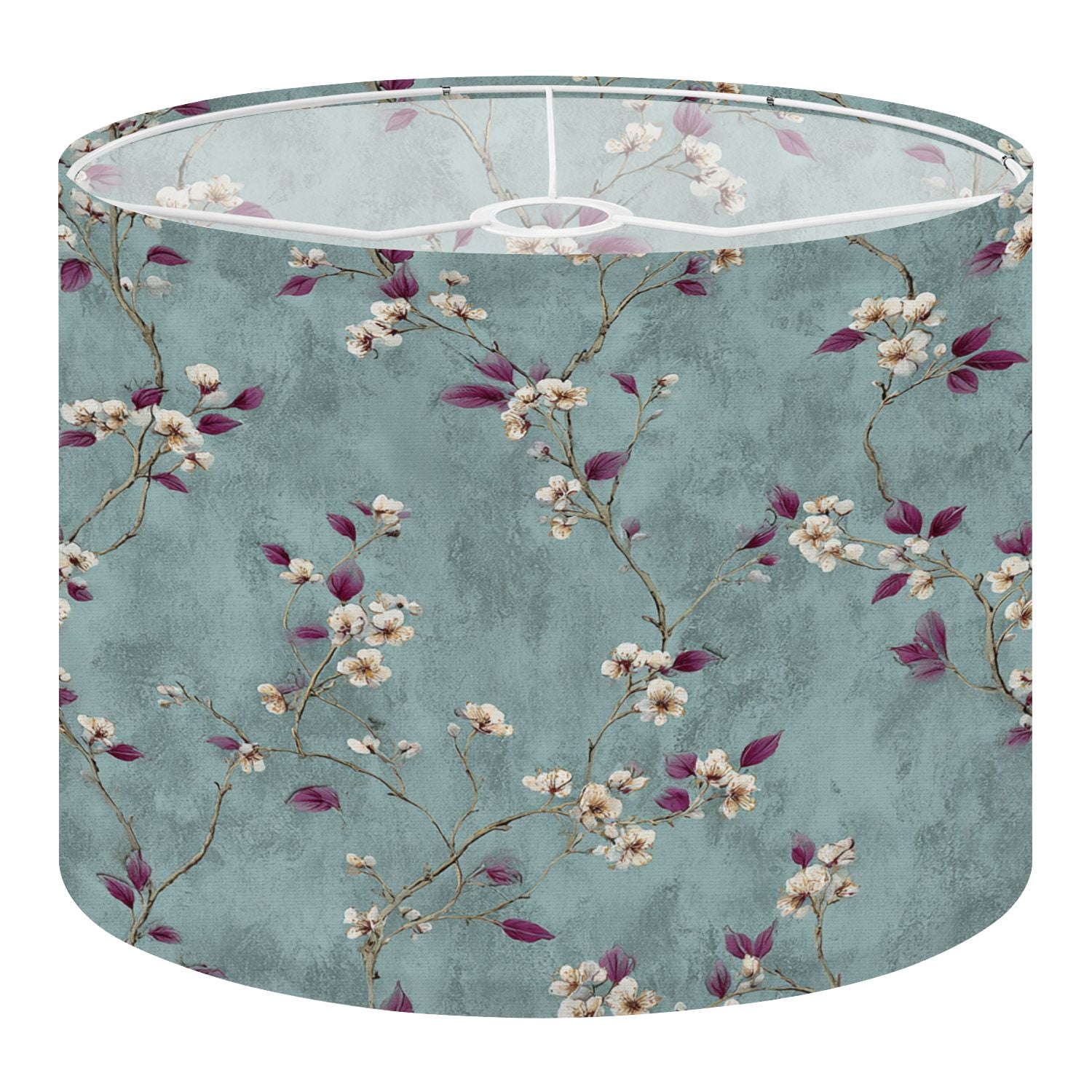 Cottagecore Linen Drum Lampshades Delicate Floral Branches White ...