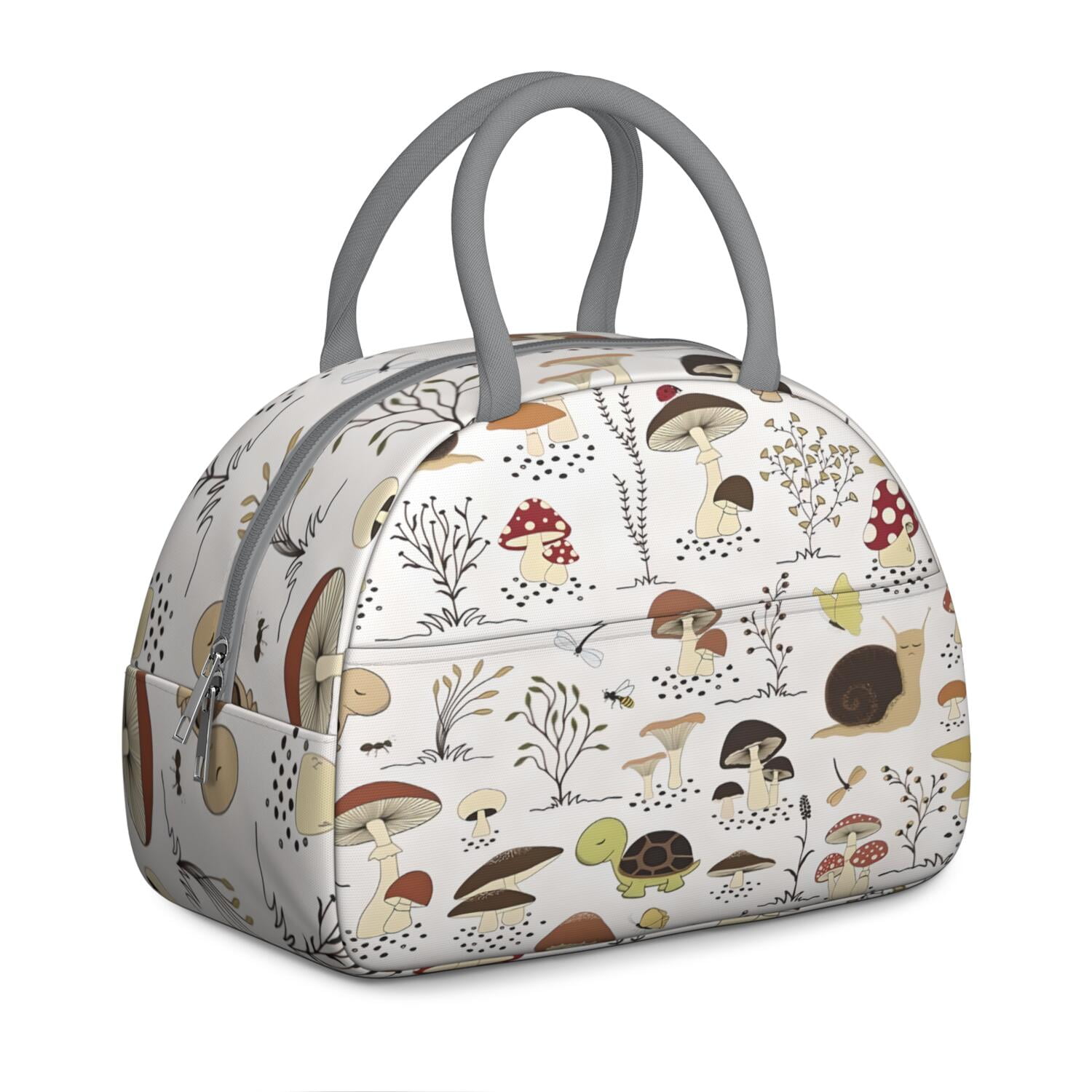 Cottagecore Lunch Tote - Dried Mushroom Wreath Design, Reusable ...