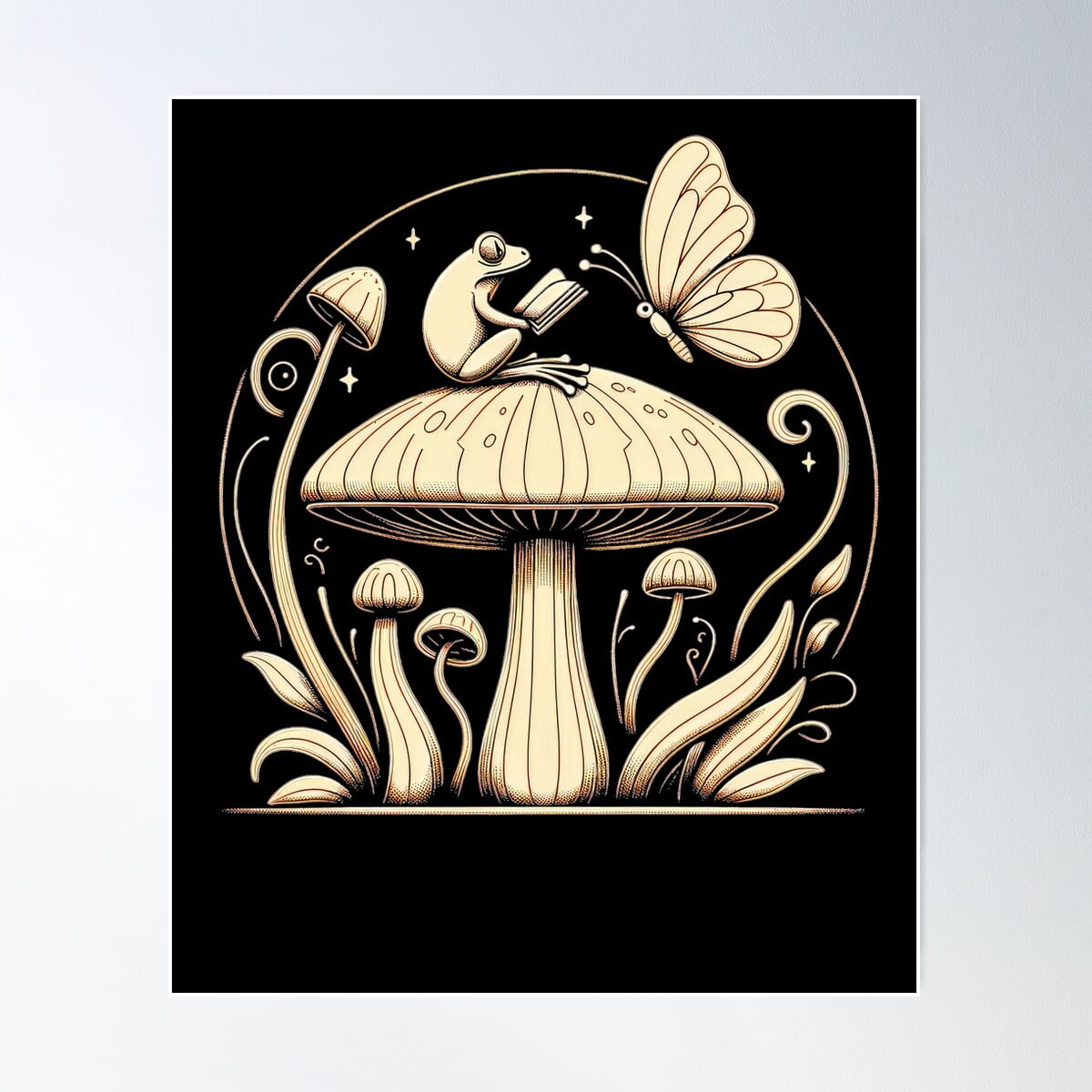 Cottagecore Mushroom Frog Dark Academia Women Goblincore Poster Wall ...