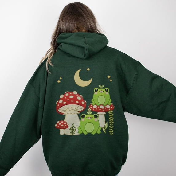 Cottagecore Mushroom Frog Hoodie | Cute Kawaii Hoodie | Frog Lover Gift ...