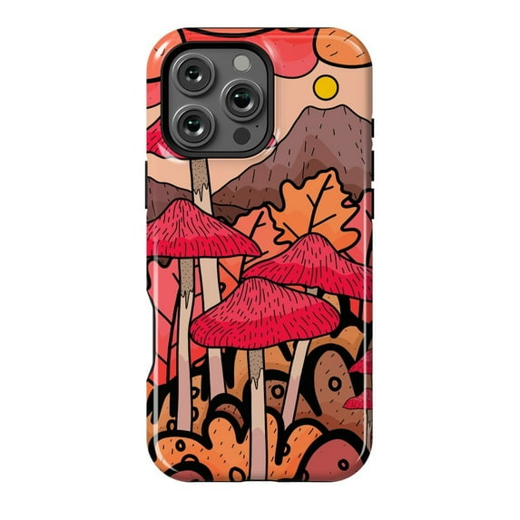 Cottagecore Mushroom Hills Artwork iPhone Case 17 16 15 14 13 12 11 Pro ...